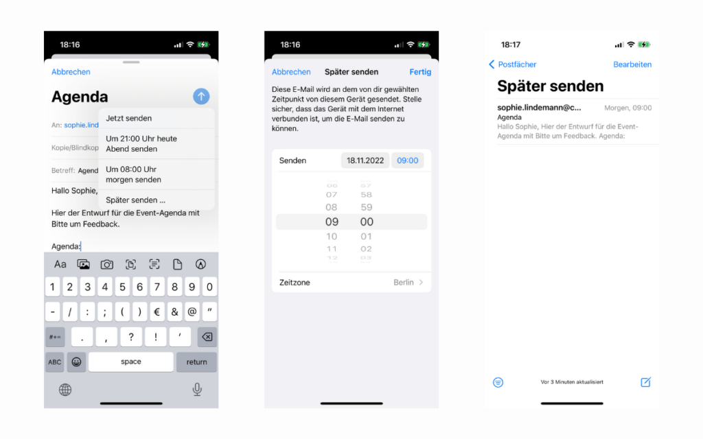 iPhone: E-Mails später senden mit Apple Mail